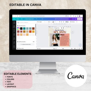 Meet the Teacher Classroom Printable Template Teacher Introduction Boho ...