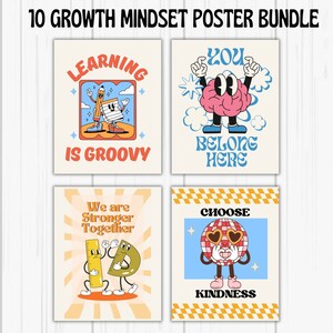 Retro Motivational Posters Groovy Classroom Decor Growth Mindset ...