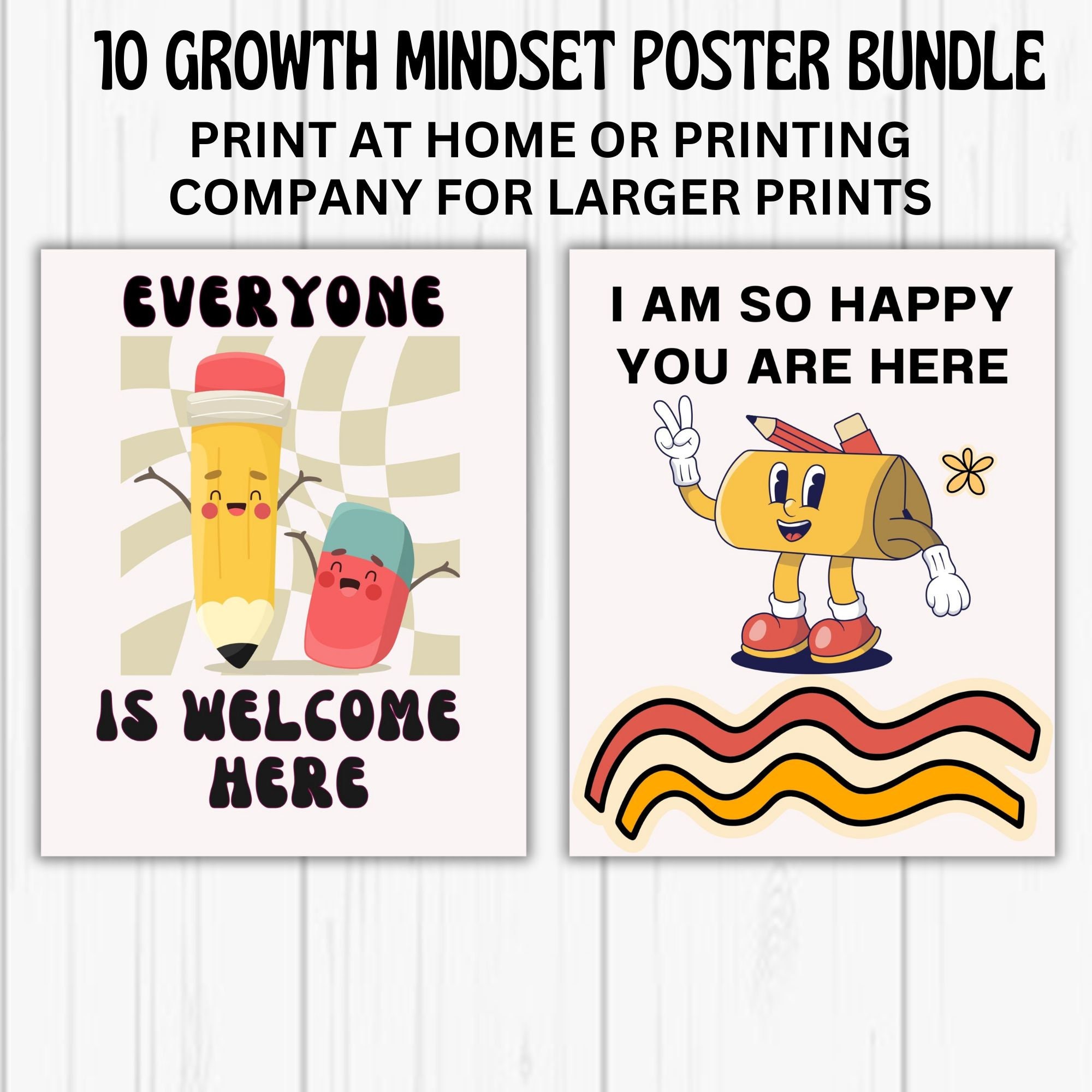 Retro Motivational Posters Groovy Classroom Decor Growth Mindset ...