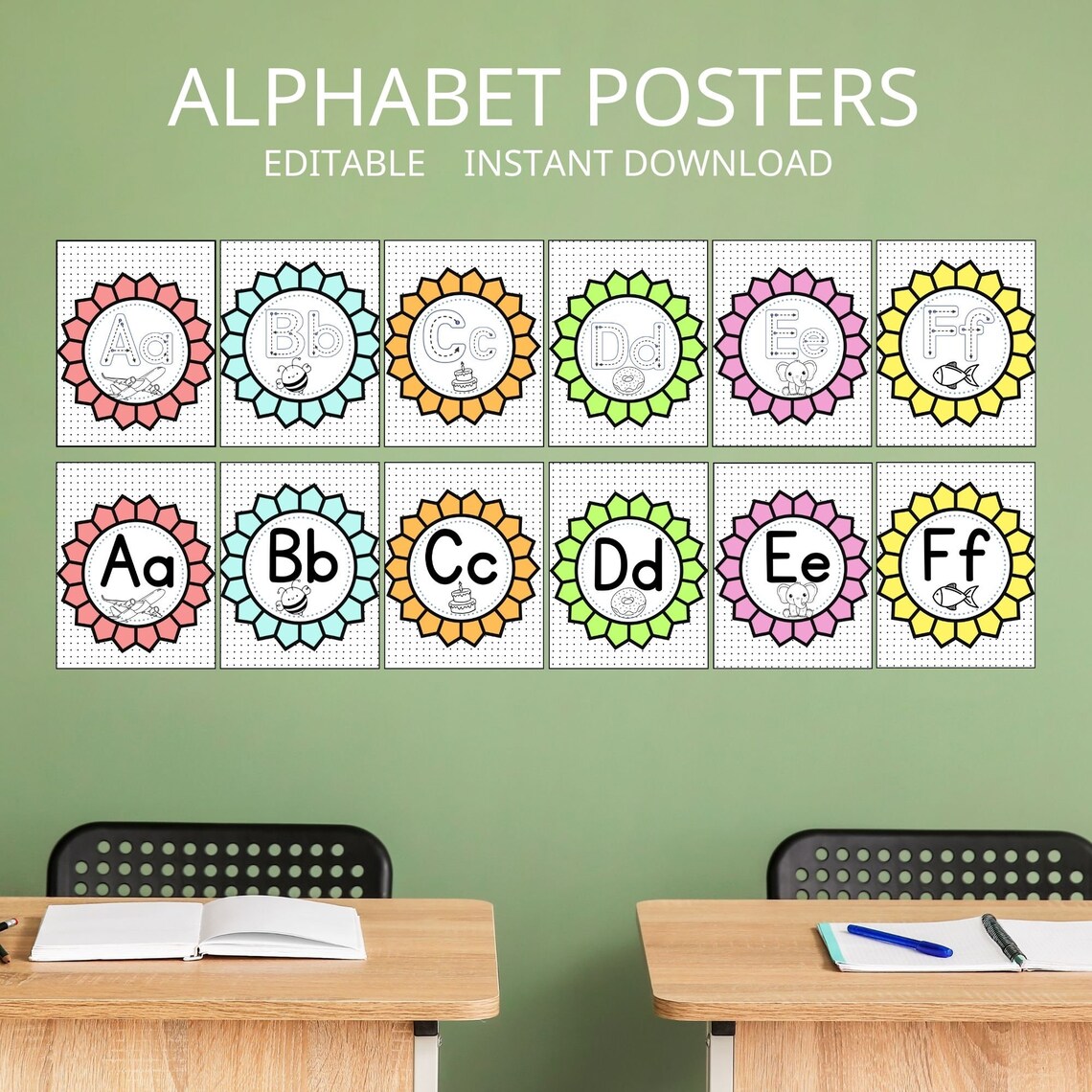 Alphabet Classroom Editable Posters Canva Classroom Decor Pdfs Editable ...