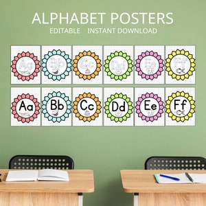 Alphabet Classroom Editable Posters Canva Classroom Decor Pdfs Editable ...