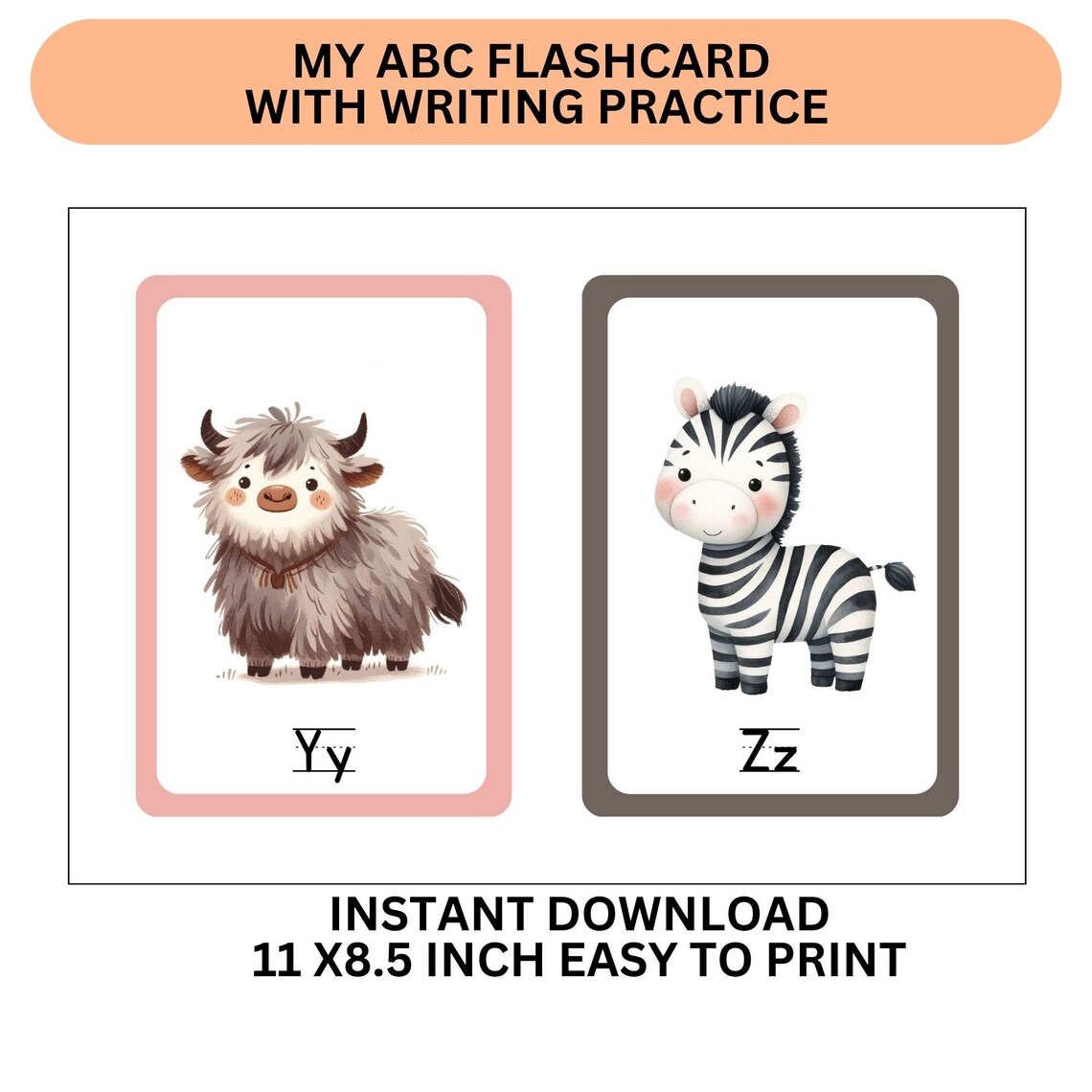 Printable Alphabet Flash Cards With Writing Practice Classroom Decor ...