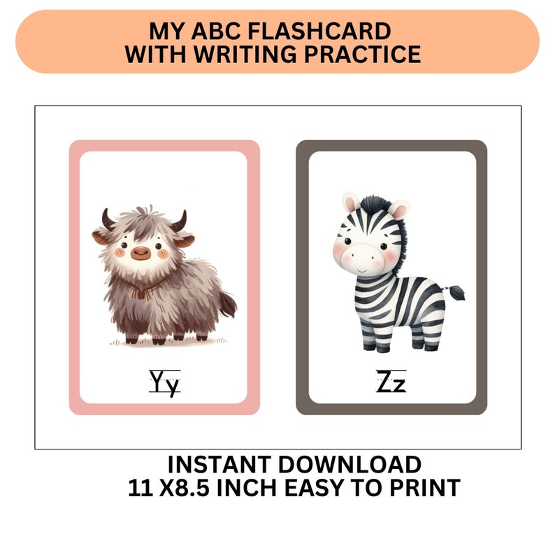 Printable Alphabet Flash Cards With Writing Practice Classroom Decor ...