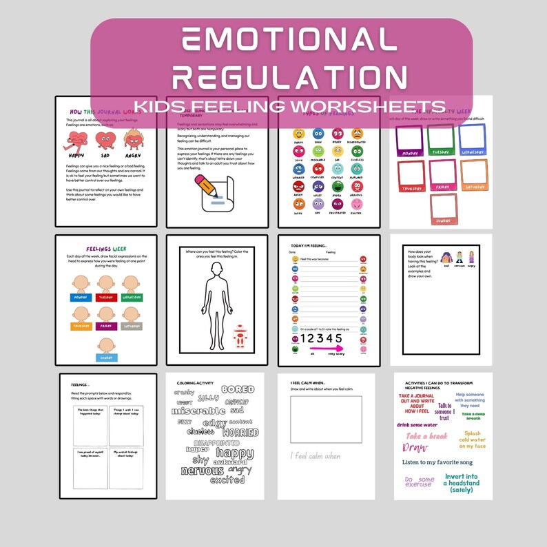 Self Regulation Zone Kids Feeling Worksheets School Counselling ...