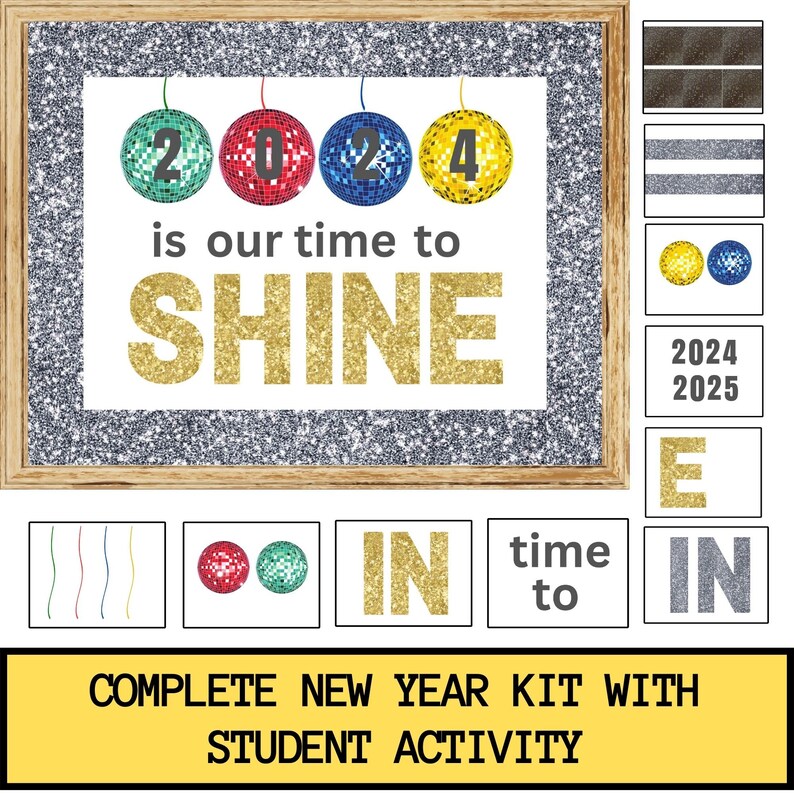 New Year Themed Motivational Printable Bulletin Board Set or Door Decor ...