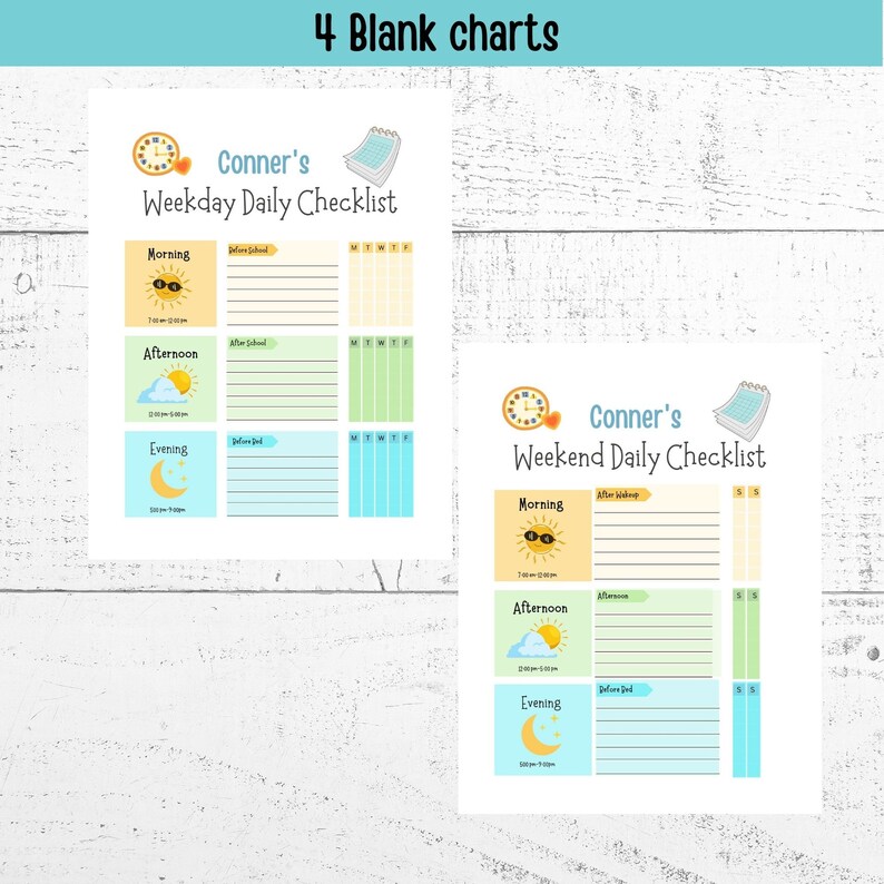 Editable Chore Chart for Multiple Kids Daily Checklist Template for ...