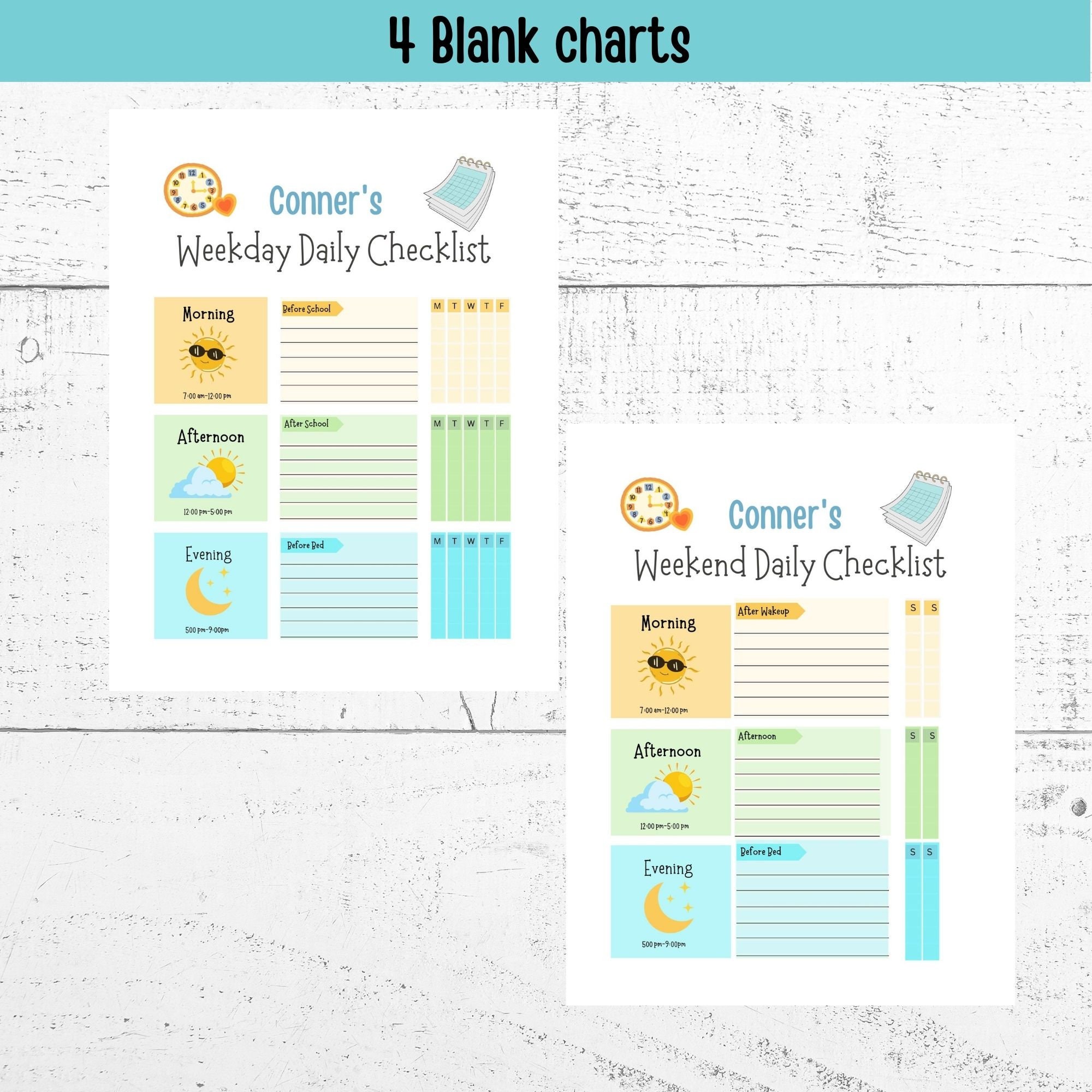 Editable Chore Chart for Multiple Kids Daily Checklist Template for ...