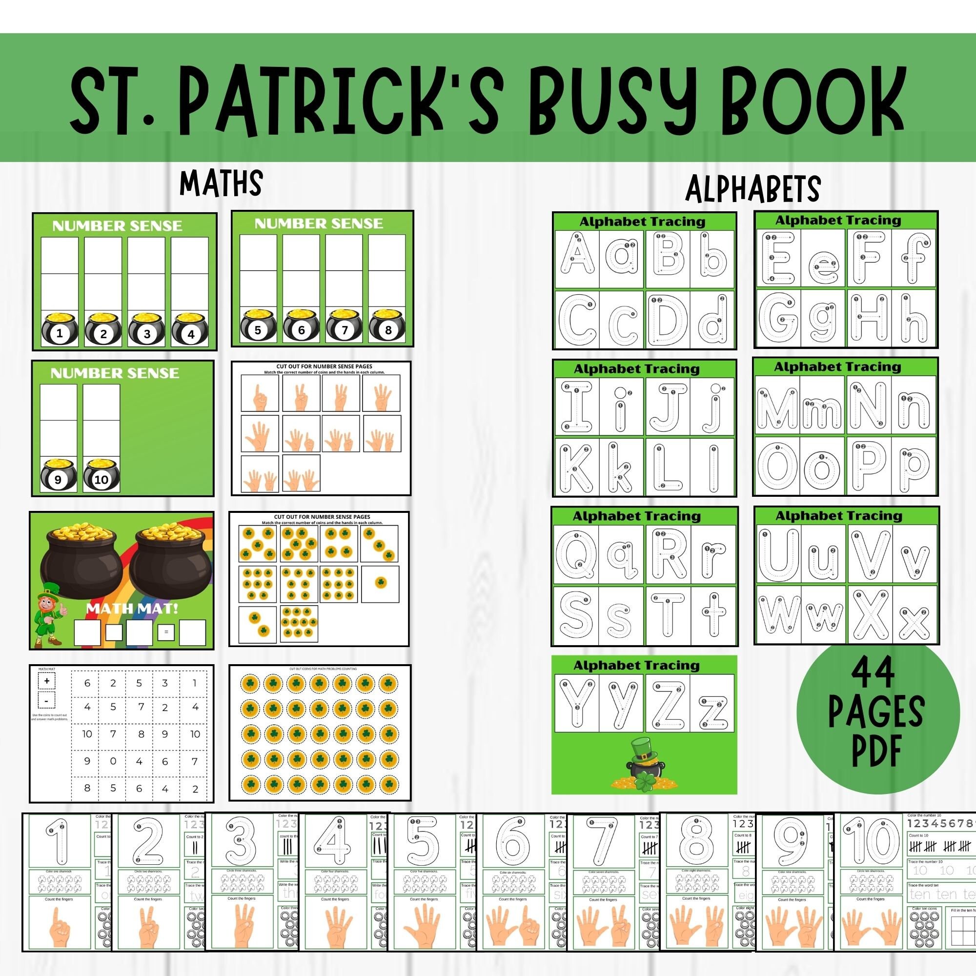 St Patricks Day Busy Book Printable Toddler Learning Binder Preschool ...
