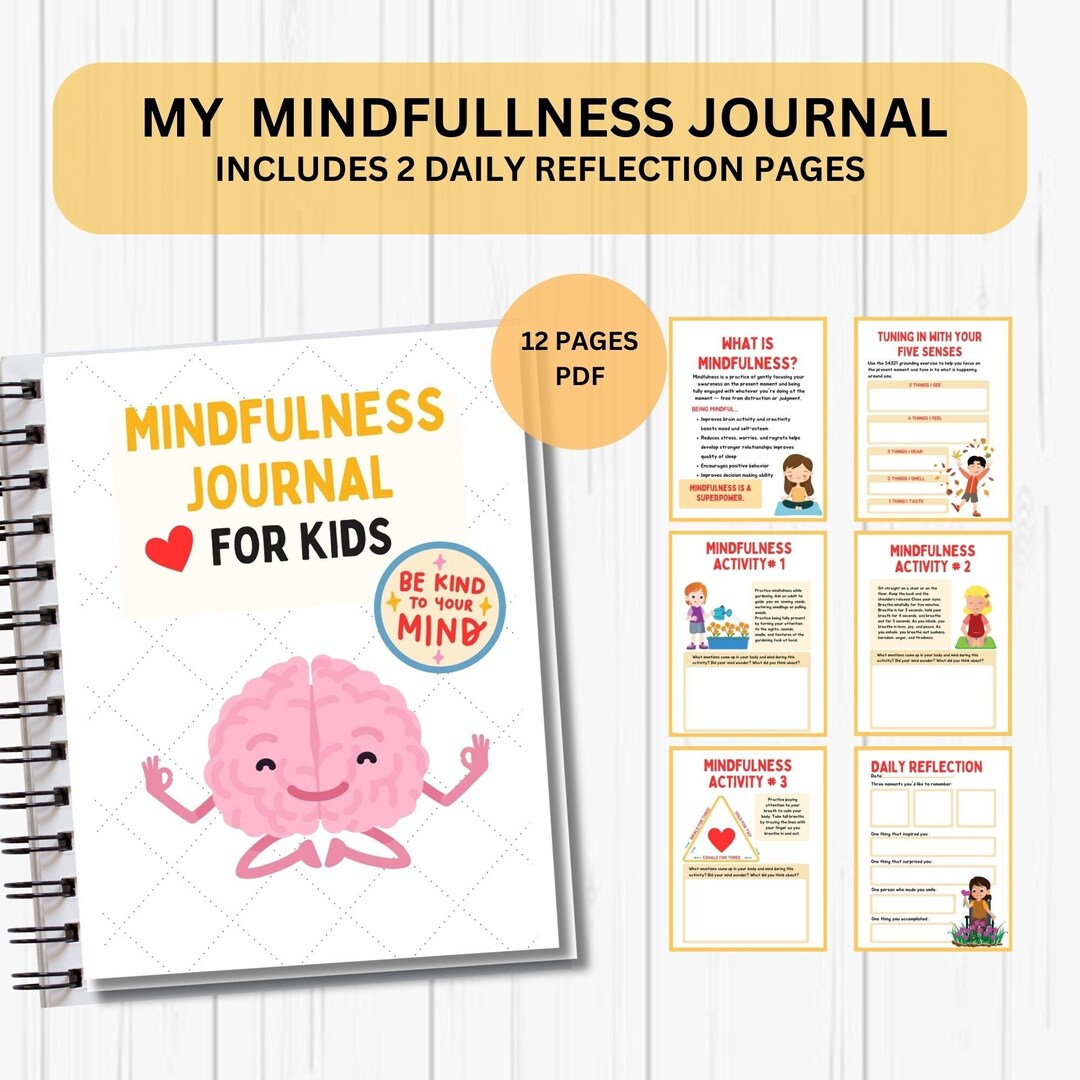 Kids Mindfulness Journal Pages Mental Health Mindfulness Workbook Self ...