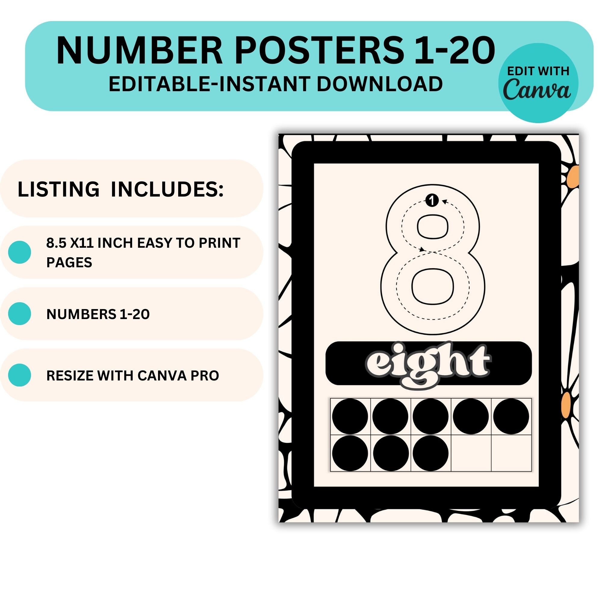 Number Posters Classroom 0-20 Class Posters Education Flash Cards ...