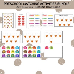 Preschool Matching Game Bundle Color Matching Number Matching Alphabet ...