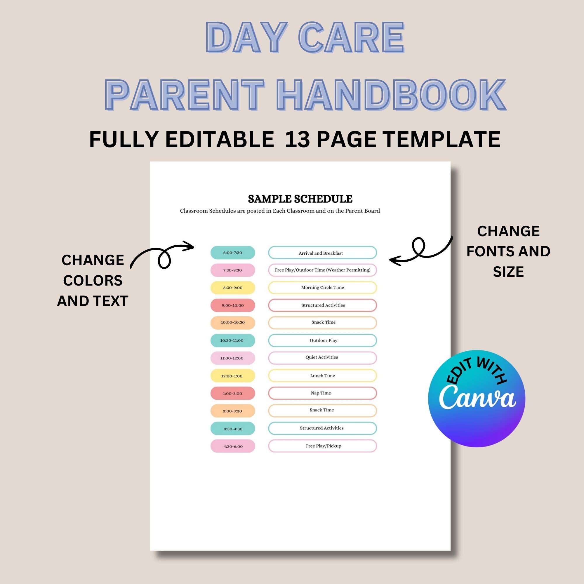 Daycare Parent Handbook Policies and Procedures Childcare - Etsy Australia
