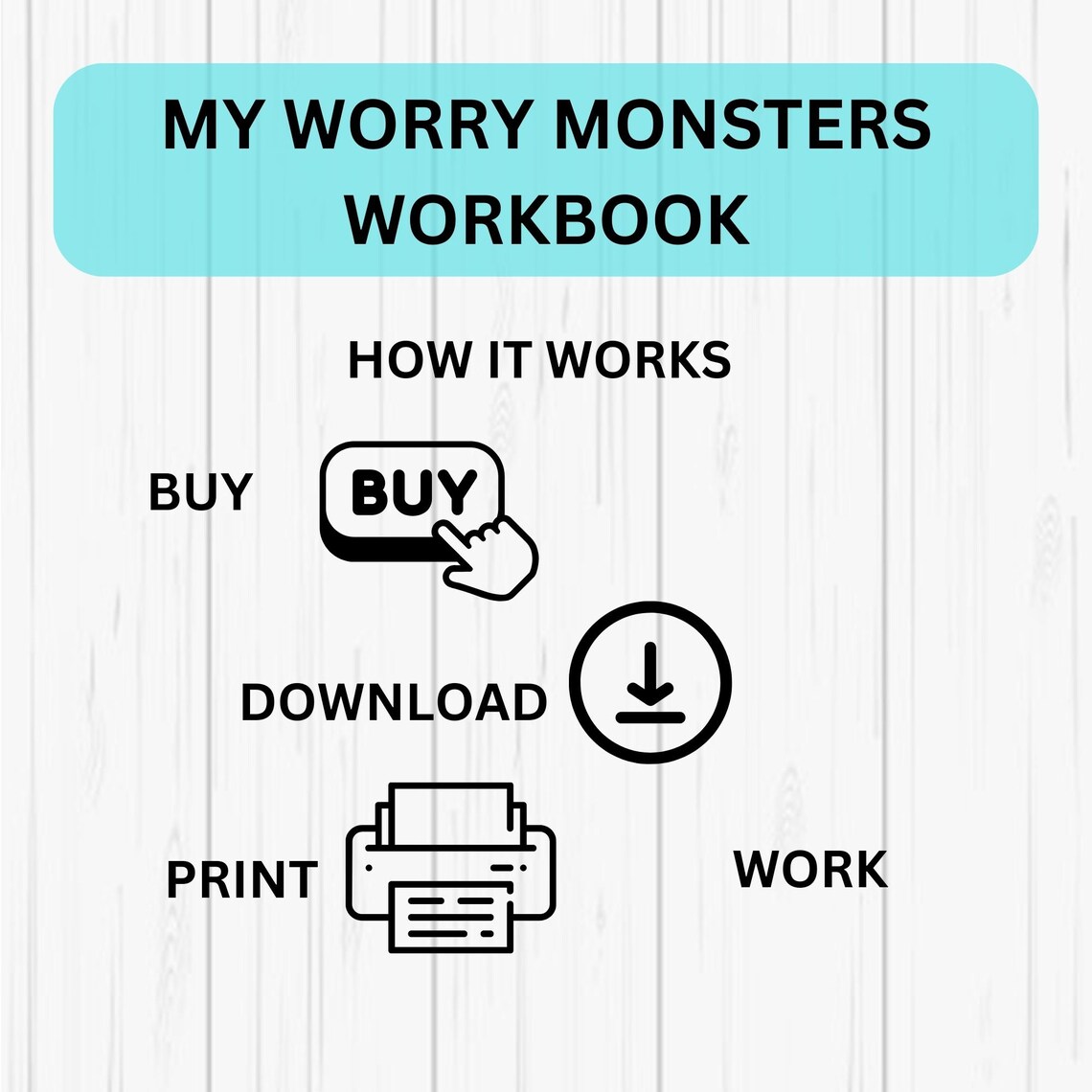 Worry Monster Anxiety Workbook for Kids CBT Worksheets Therapy Office ...