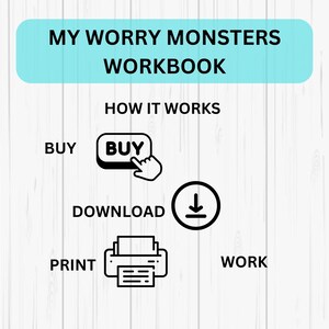 Worry Monster Anxiety Workbook for Kids CBT Worksheets Therapy Office ...