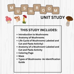 Mushroom Unit Study Life Cycle Anatomy Nature Study Coloring Maze Types ...