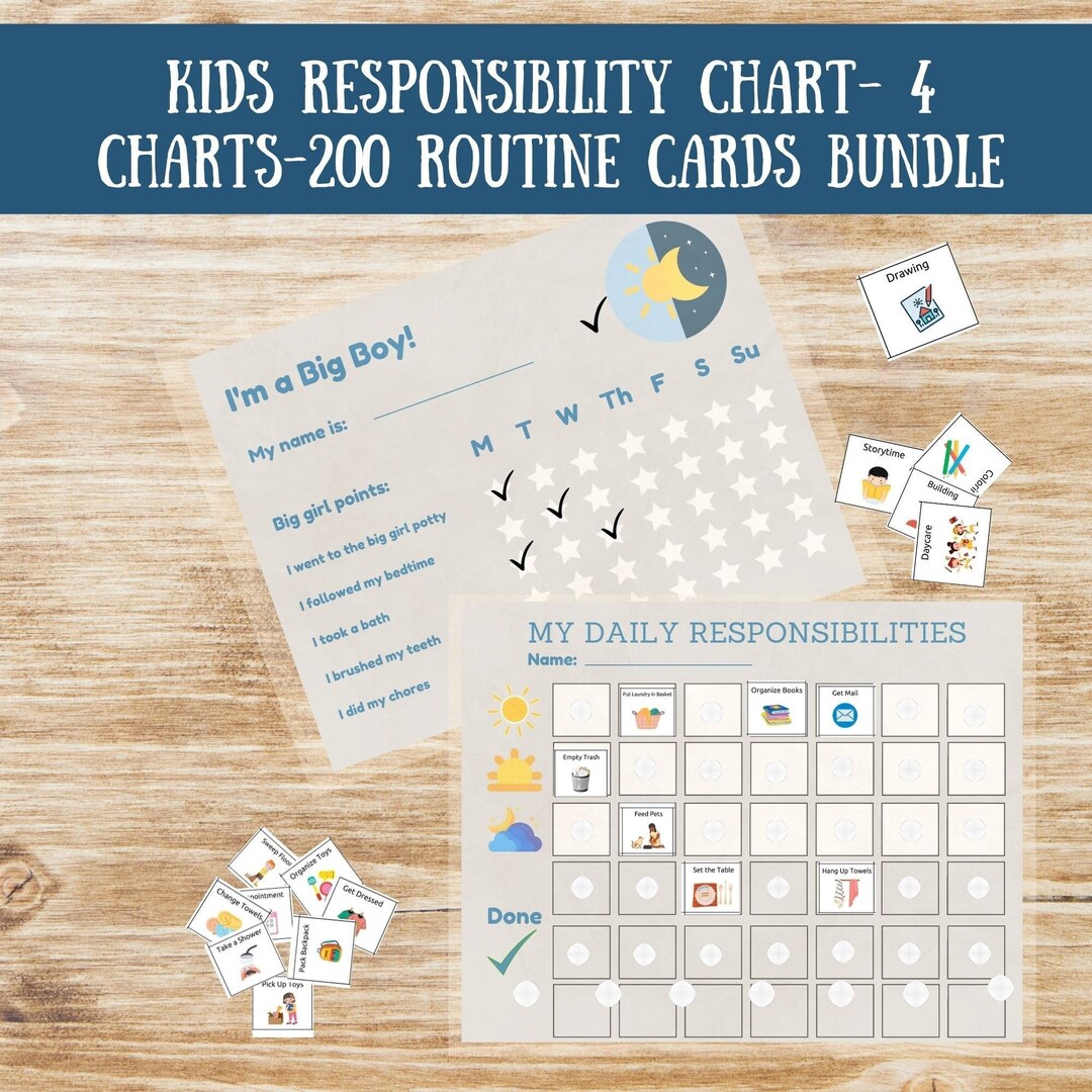 Kids Daily Responsibilities Chart Printable Daily Routine Chore Chart ...