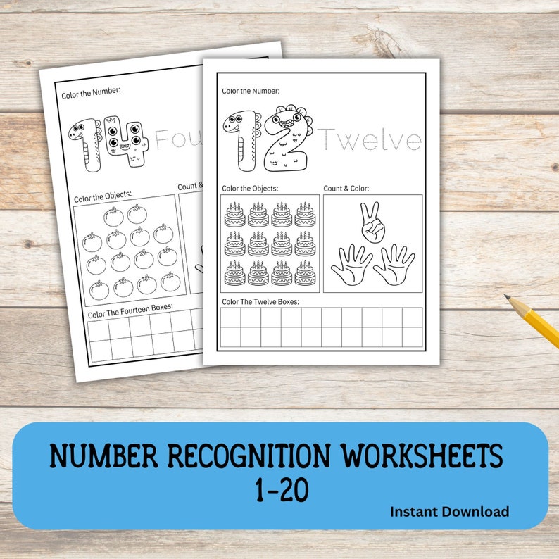 1-20 Number Tracing Preschool Worksheet Printable Handwriting Practice ...