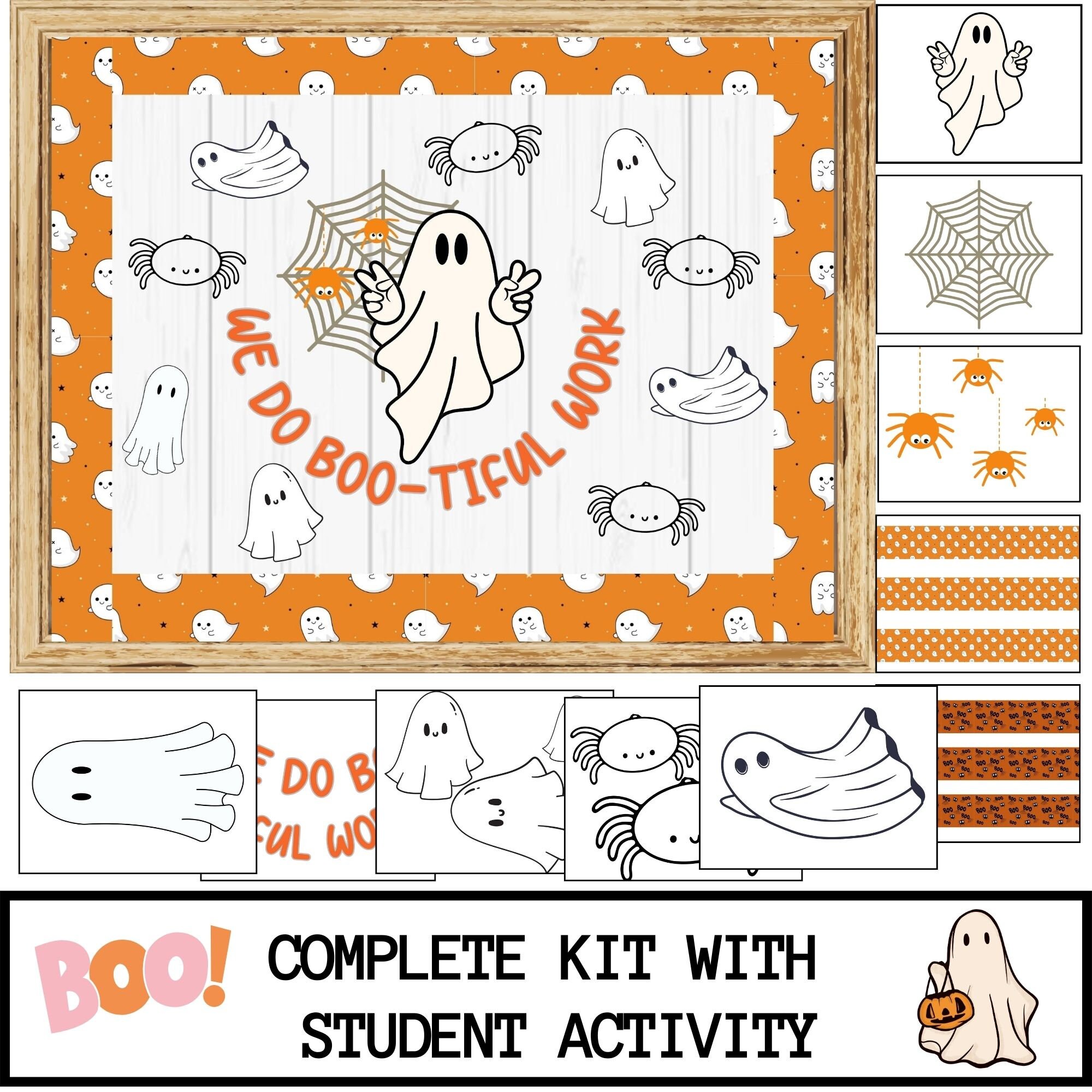 Halloween Bulletin Board Kit With Student Activity Modern Halloween ...