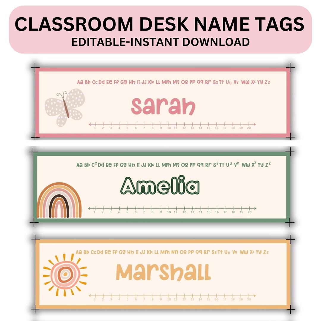 Student Desk Name Labels Editable Classroom Printables Student Name ...