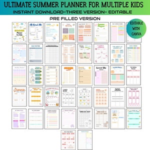 Printable Editable SUMMER Planner Bundle Summer Calendar Summer ...