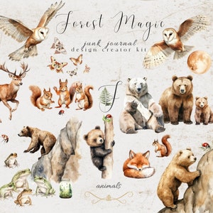 Forest Magic Junk Journal Clipart, Artful DIY Junk Journal Kit ...