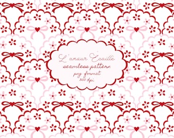 Valentines Hearts and Bows Seamless File, Girl Valentines Day Seamless ...
