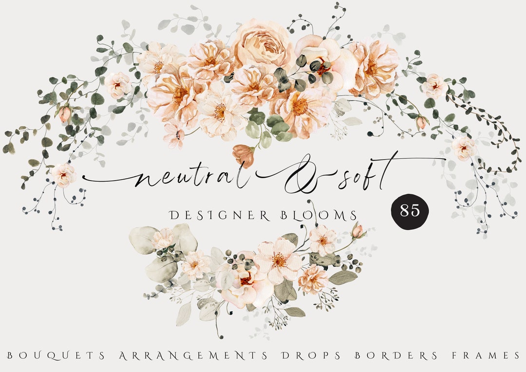 Neutral Floral Clipart PNG, Fall Wedding Watercolor Flowers, Autumn ...
