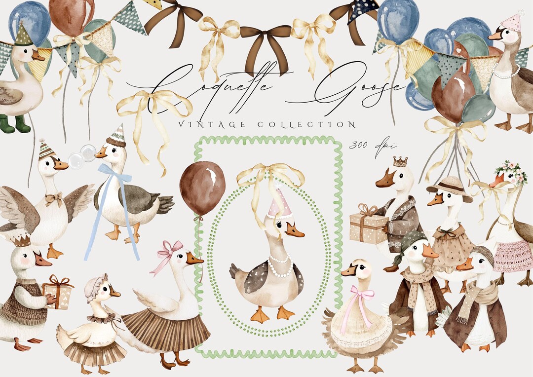 Silly Goose Clipart | Watercolor Rustic PNG, Boho Nursery Decor, Spring ...