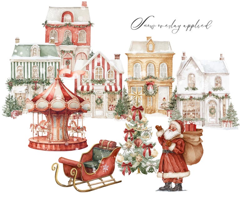 Watercolor Classic Christmas Clipart, Preppy Christmas PNG Bundle ...
