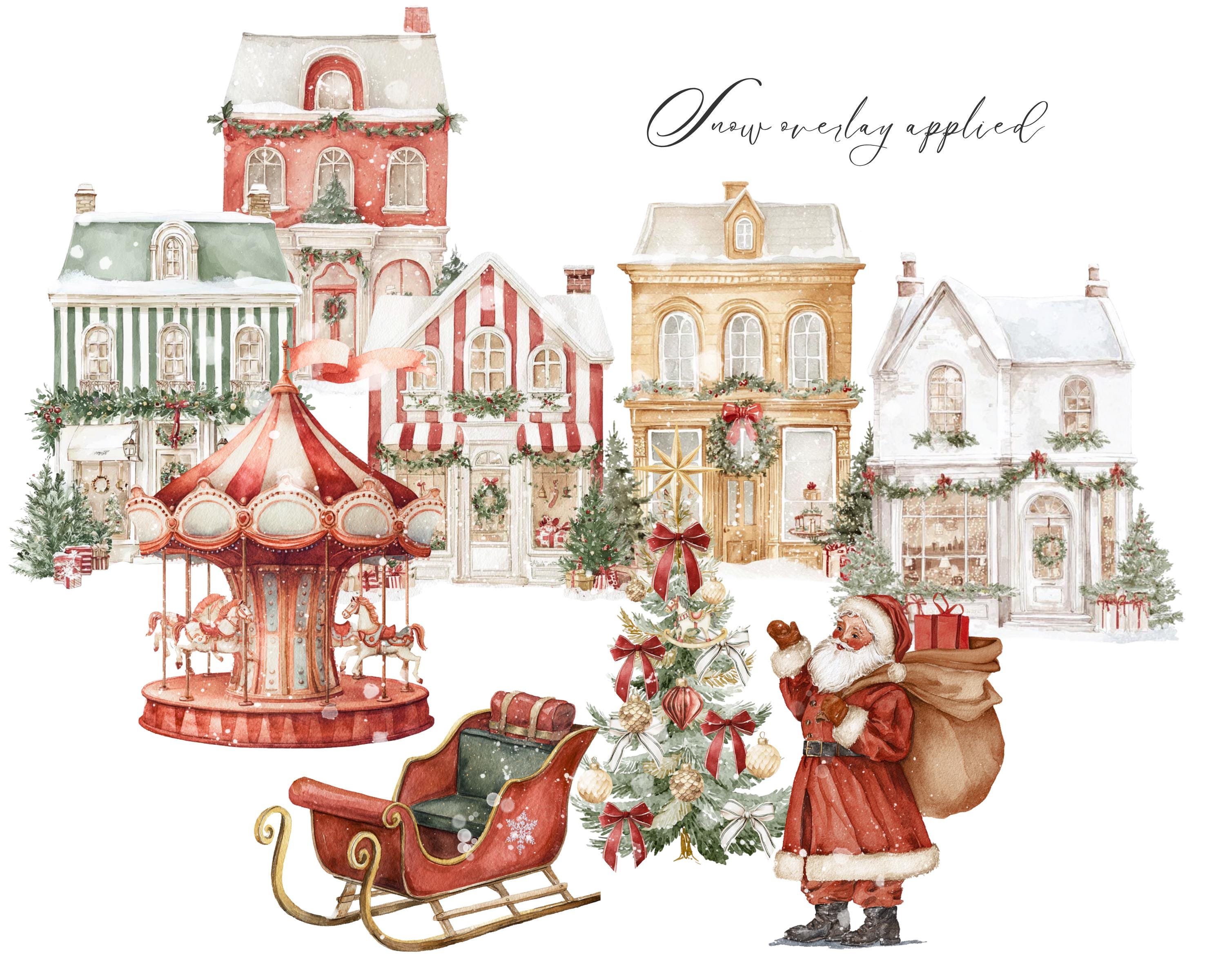 Watercolor Classic Christmas Clipart | Preppy Christmas, Winter Art ...
