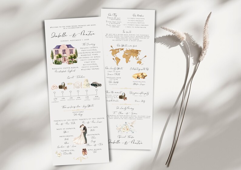 Infographic Wedding Program Template, Printable Wedding Day Program ...