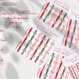 Christmas Stripes Seamless Pattern: Red, Green, Pink Coquette Bows ...