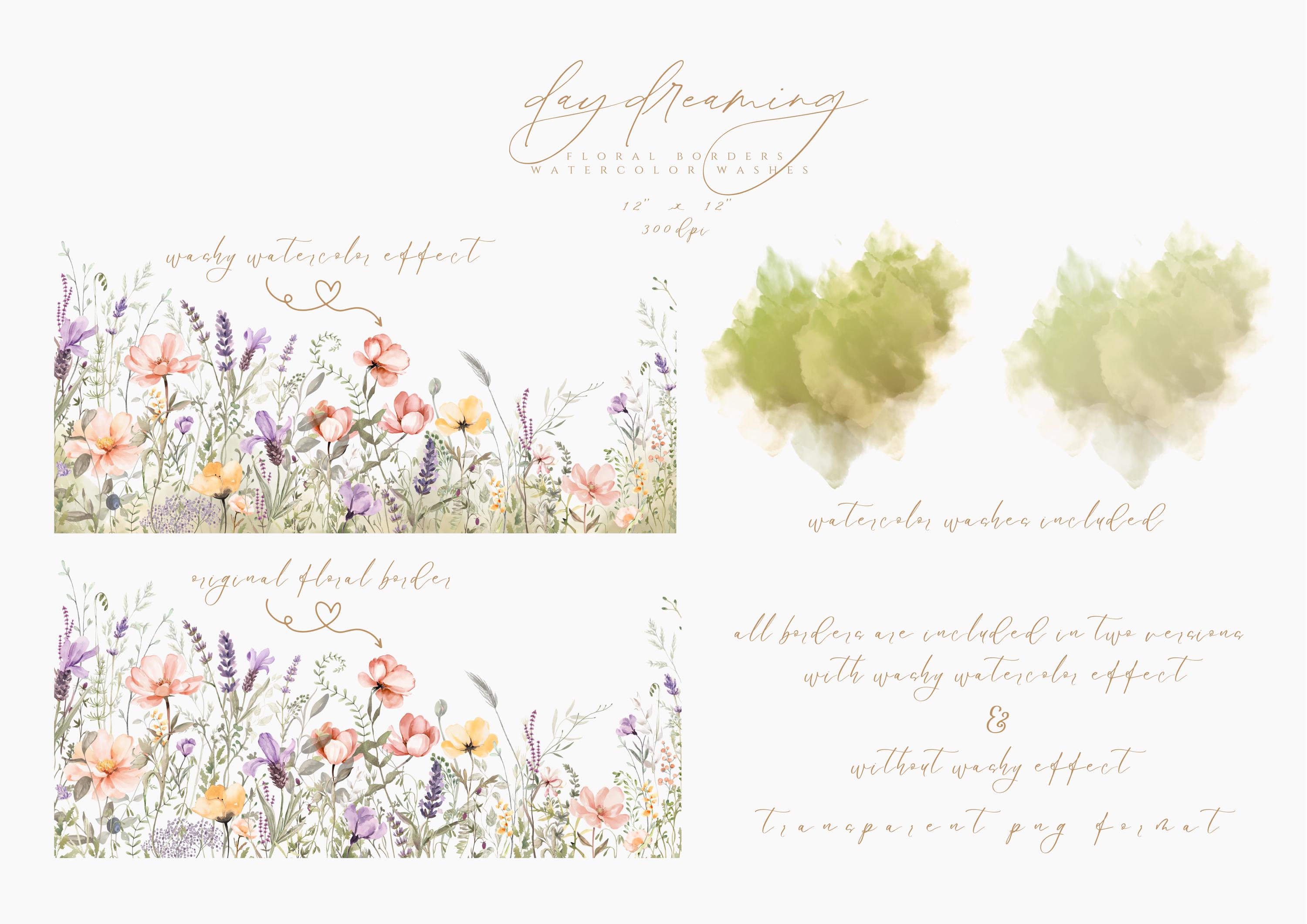 Watercolor Wildflower Clipart Bundle: Summer Floral Borders, Wreaths ...