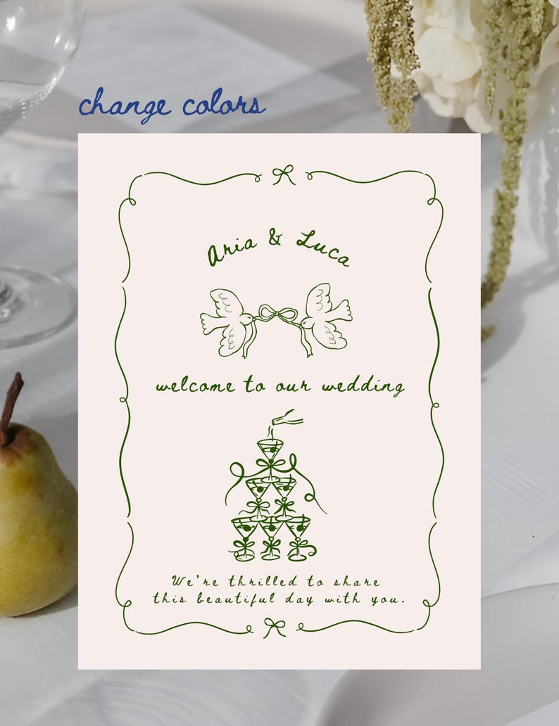 Whimsical Wedding Welcome Sign Template: Hand-drawn Canva Design ...
