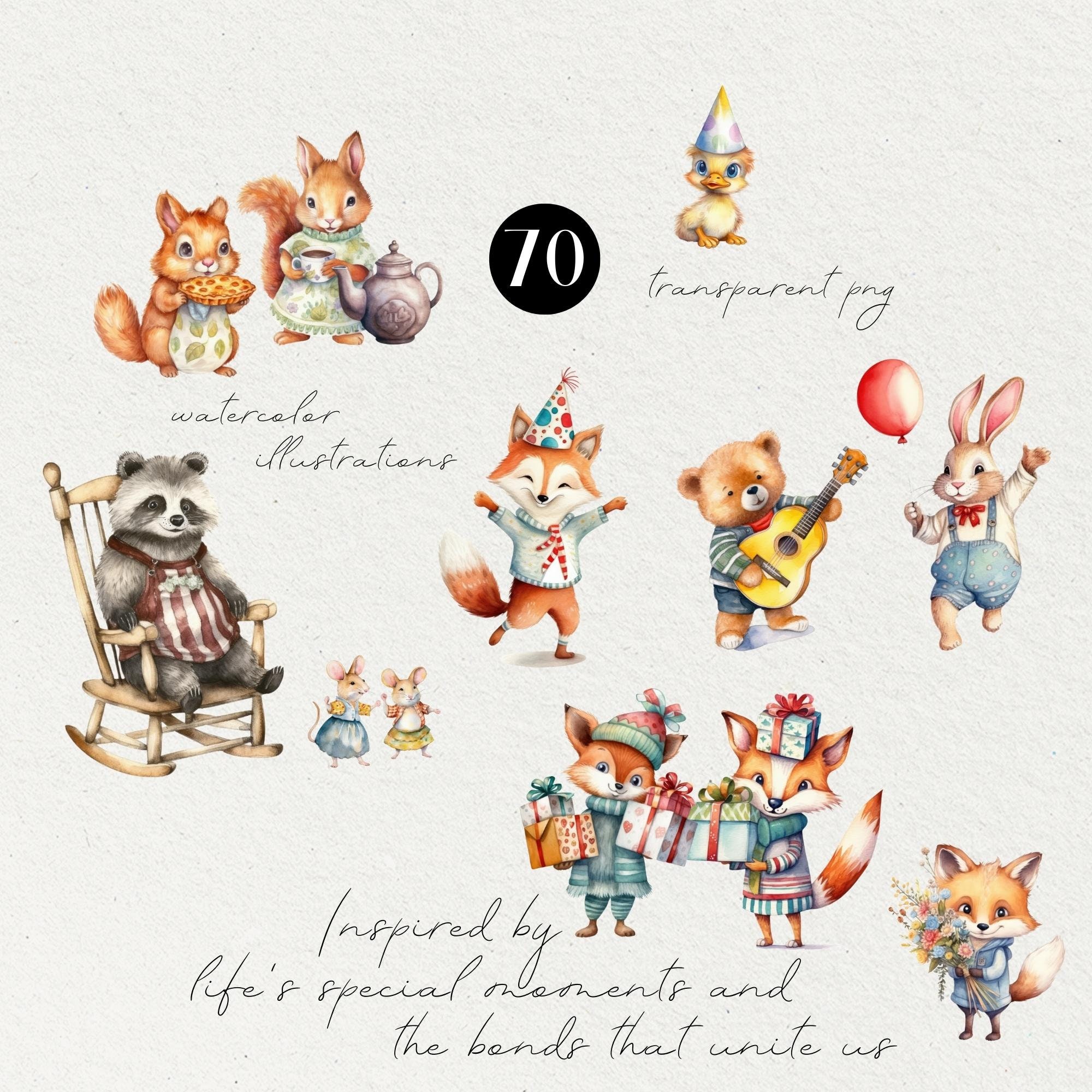 Woodland Animals Birthday Clipart Birthday Invite Clipart - Etsy