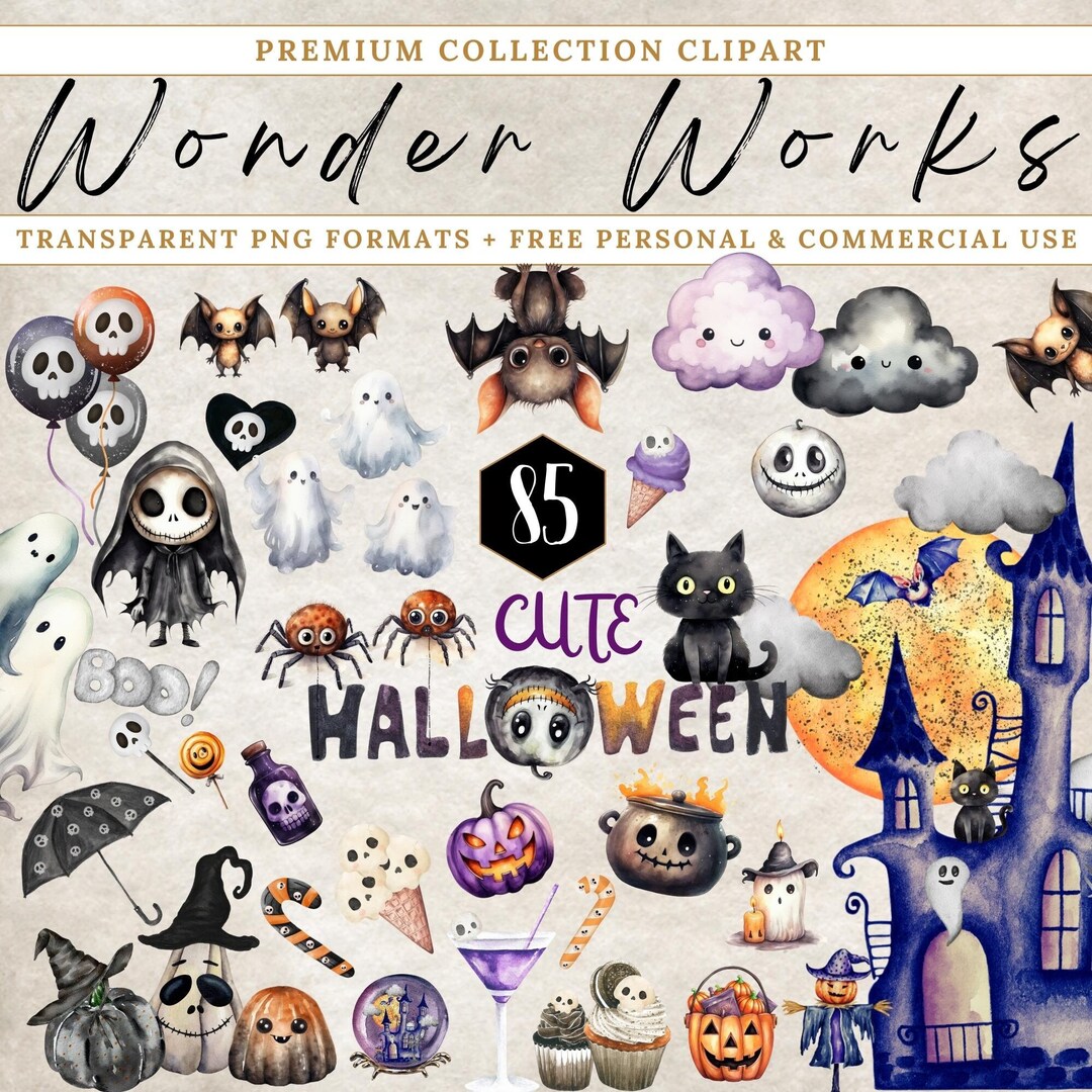 Cute Halloween Clip Art Pack, Halloween Cuteness, Halloween ...