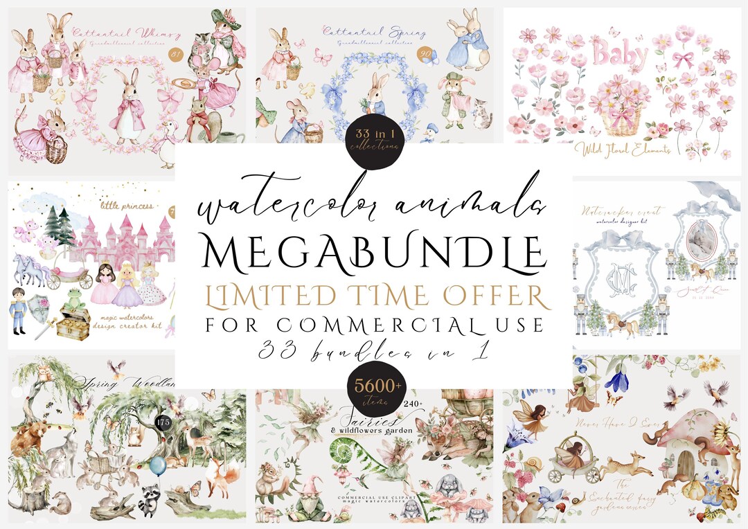 5600 Animals Clipart Mega Bundle Png Lifetime Access, Commercial Use ...