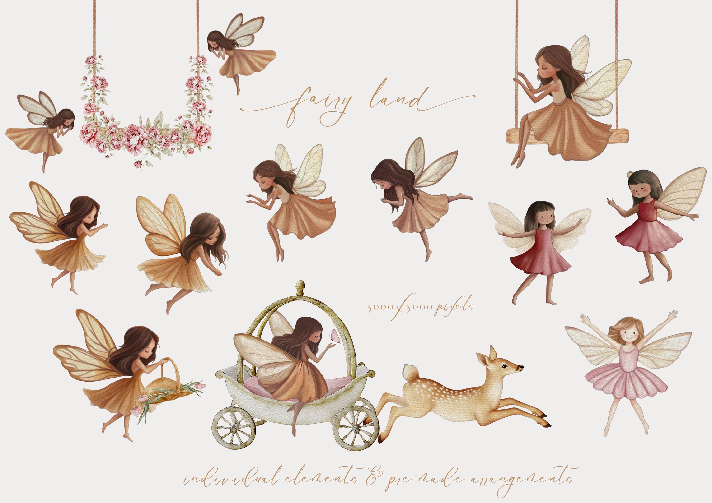 Watercolor Enchanted Fairy Clipart, Garden Fairy Watercolor Clipart ...