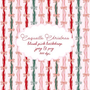 Christmas Stripes Seamless Pattern: Red, Green, Pink Coquette Bows ...