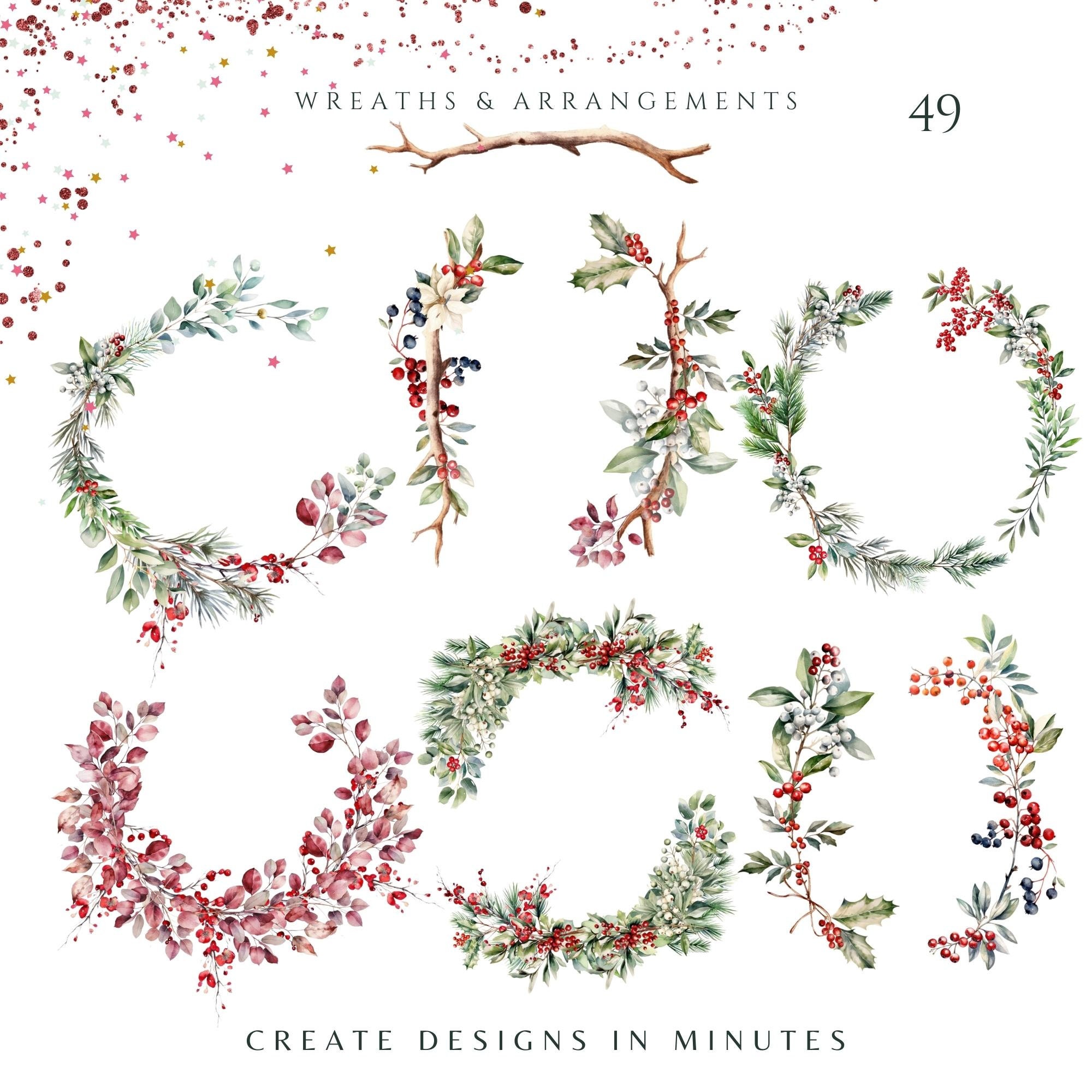 Watercolor Christmas Wreaths, Christmas Frames, Christmas Flowers ...