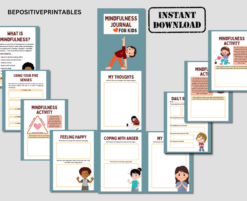 Kids Mindfulness Journal, Mental Health Mindfulness Workbook, Positive ...