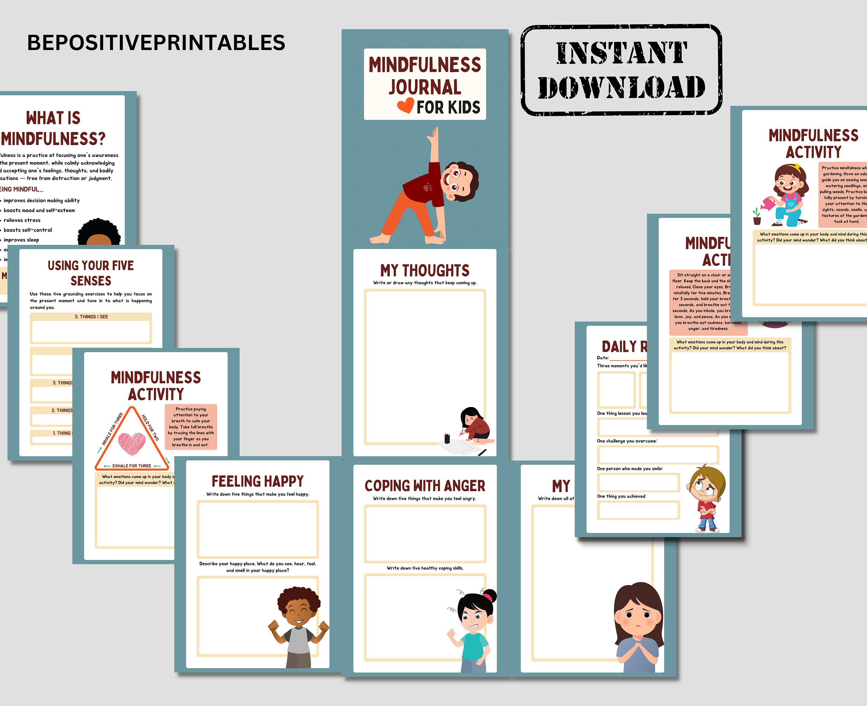 Kids Mindfulness Journal, Mental Health Mindfulness Workbook, Positive ...