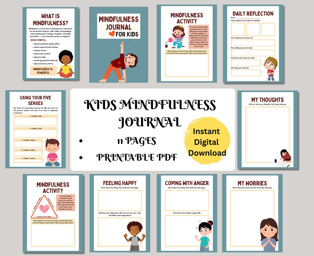 Kids Mindfulness Journal, Mental Health Mindfulness Workbook, Positive ...