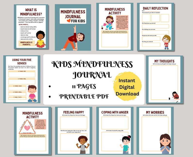 Kids Mindfulness Journal, Mental Health Mindfulness Workbook, Positive ...