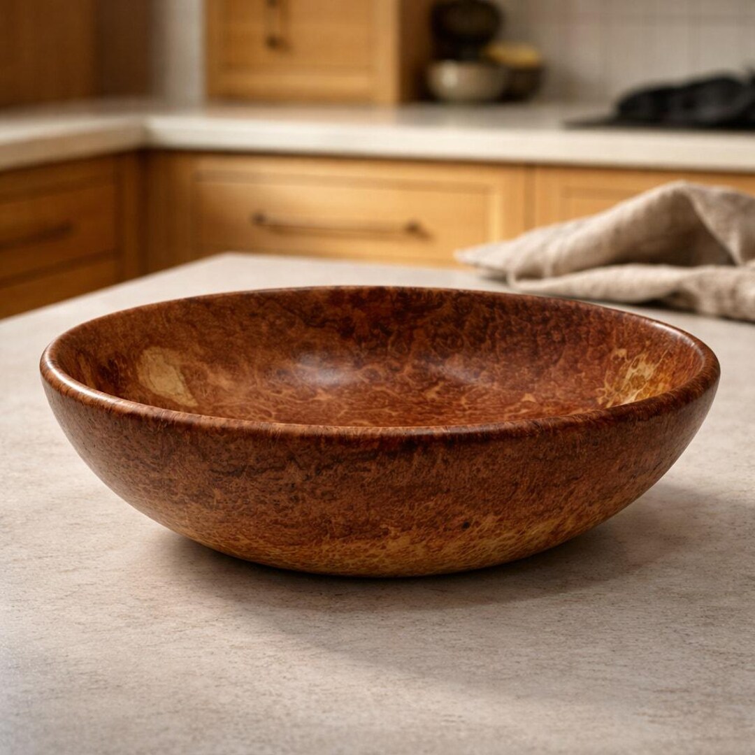 Hand Turned Red Mallee Burl Wood Bowl, Food Safe Finish, , Decorative ...