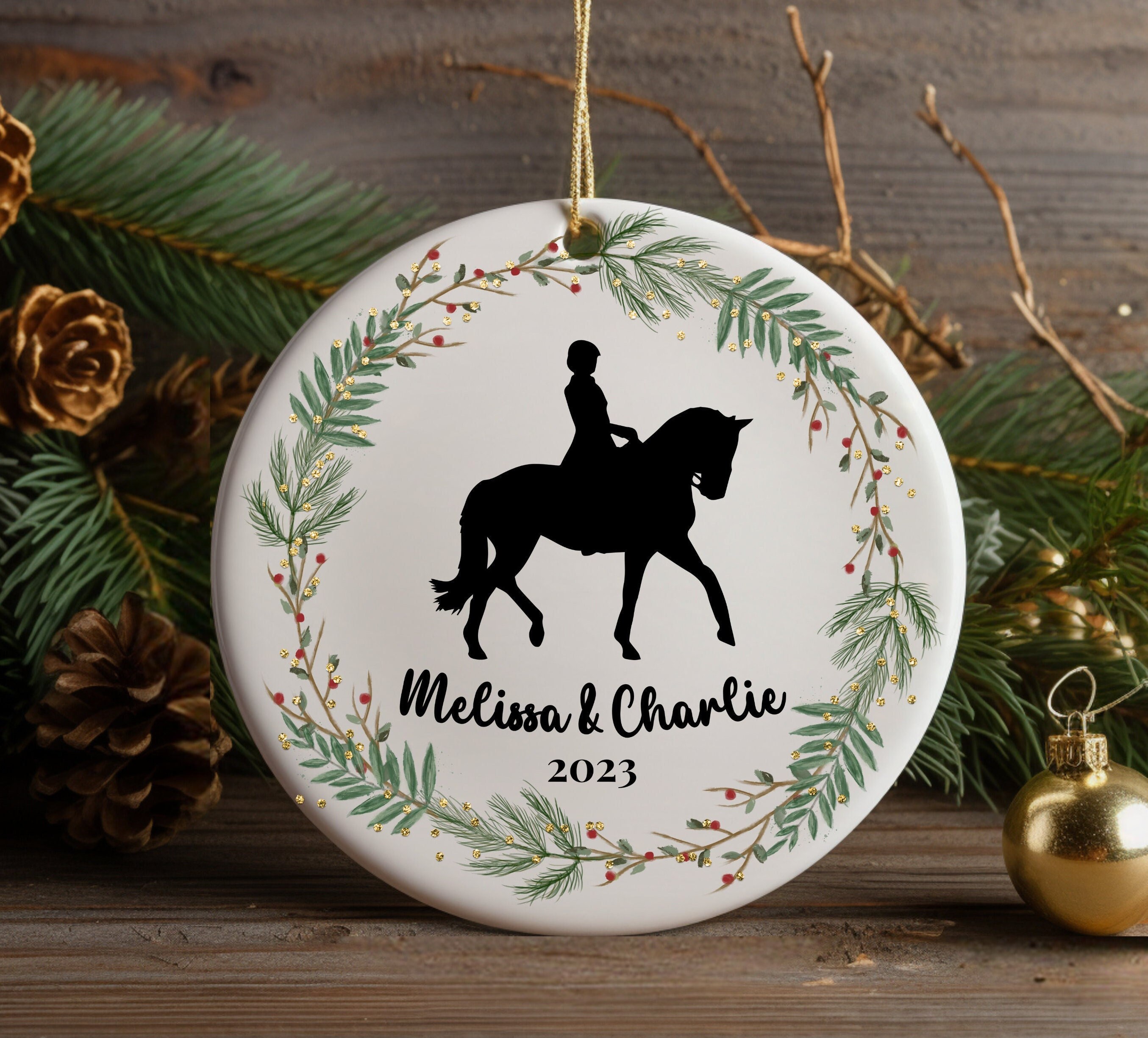 Personalized Horse and Rider Christmas Ornament, Gift for Equestrians ...