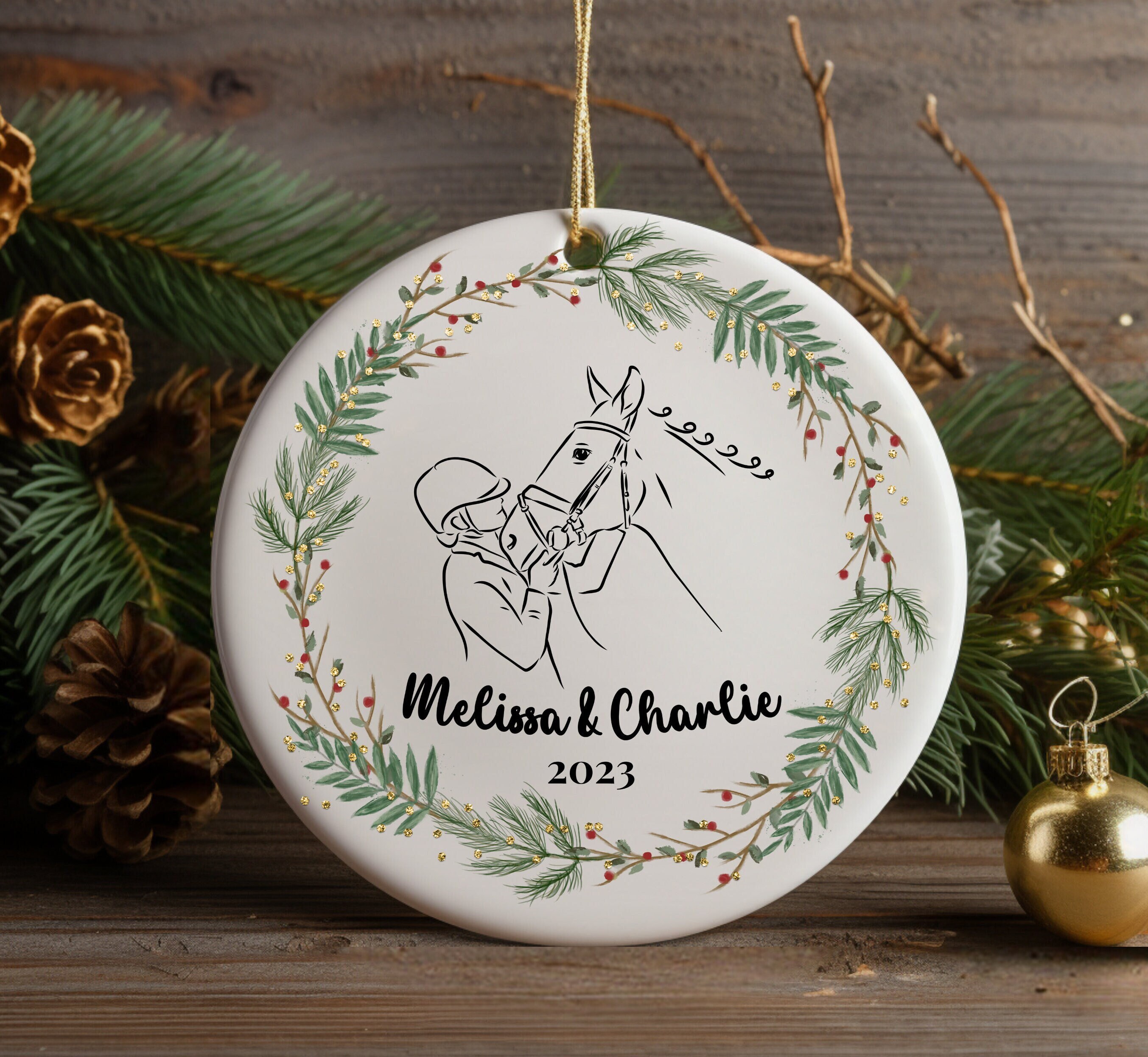 Personalized Horse and Rider Christmas Ornament, Gift for Equestrians ...