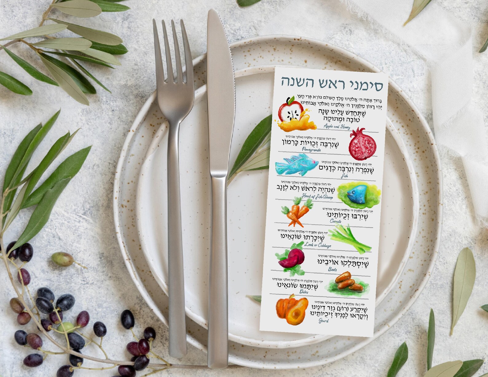 Simanim Card digital Download - Etsy