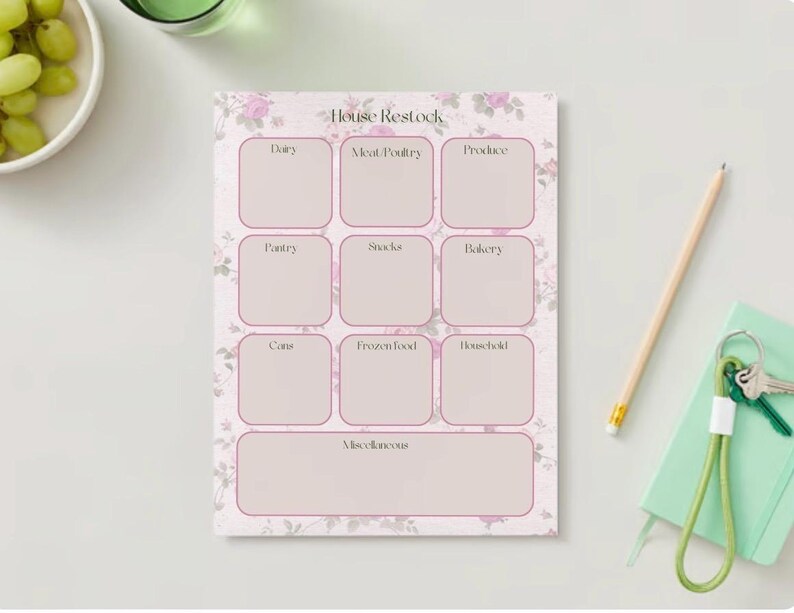 Printable Grocery List House Restock Organizer Sheet - Etsy