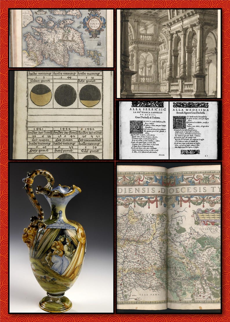 400 Historic Renaissance Book Pages, Maps, Architectural Design ...